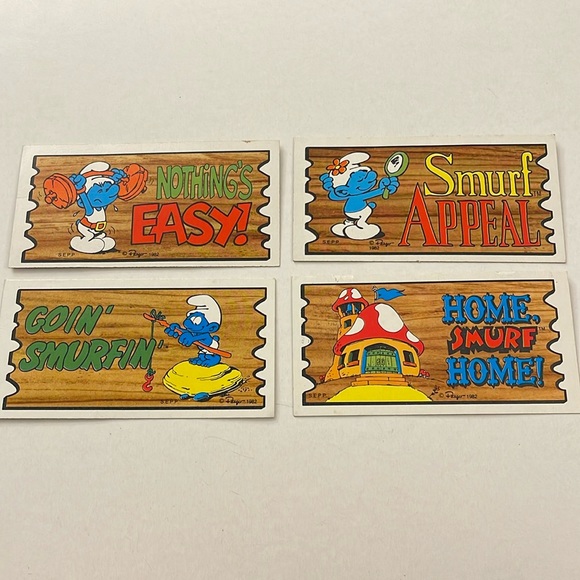 Smurfs | Other | Vintage Set Of 4 Smurf Cards Trading Fishing Weights ...